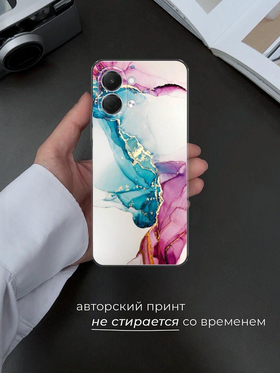 Чехол на Tecno Spark Go 3 / Текно Спарк Го 3 с принтом Розовые разводы рисунок — фото 1