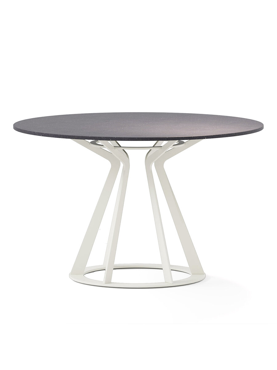 Стол Меркури цвета асфальт на белой металлической опоре