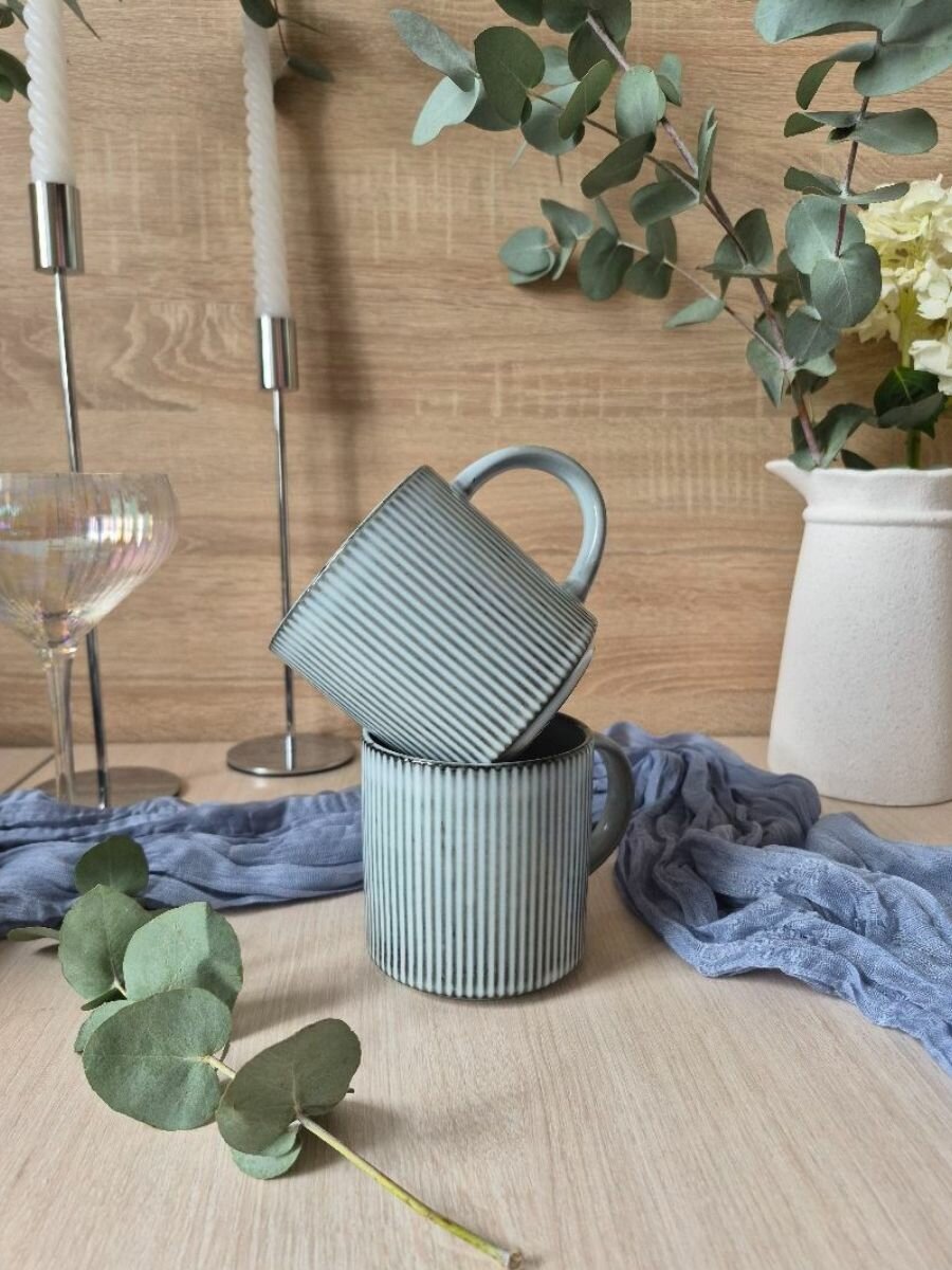 Набор кружек для чая кофе какао 340 мл 2 шт. "Verge Blue" кружка керамическая. Посуда Коралл