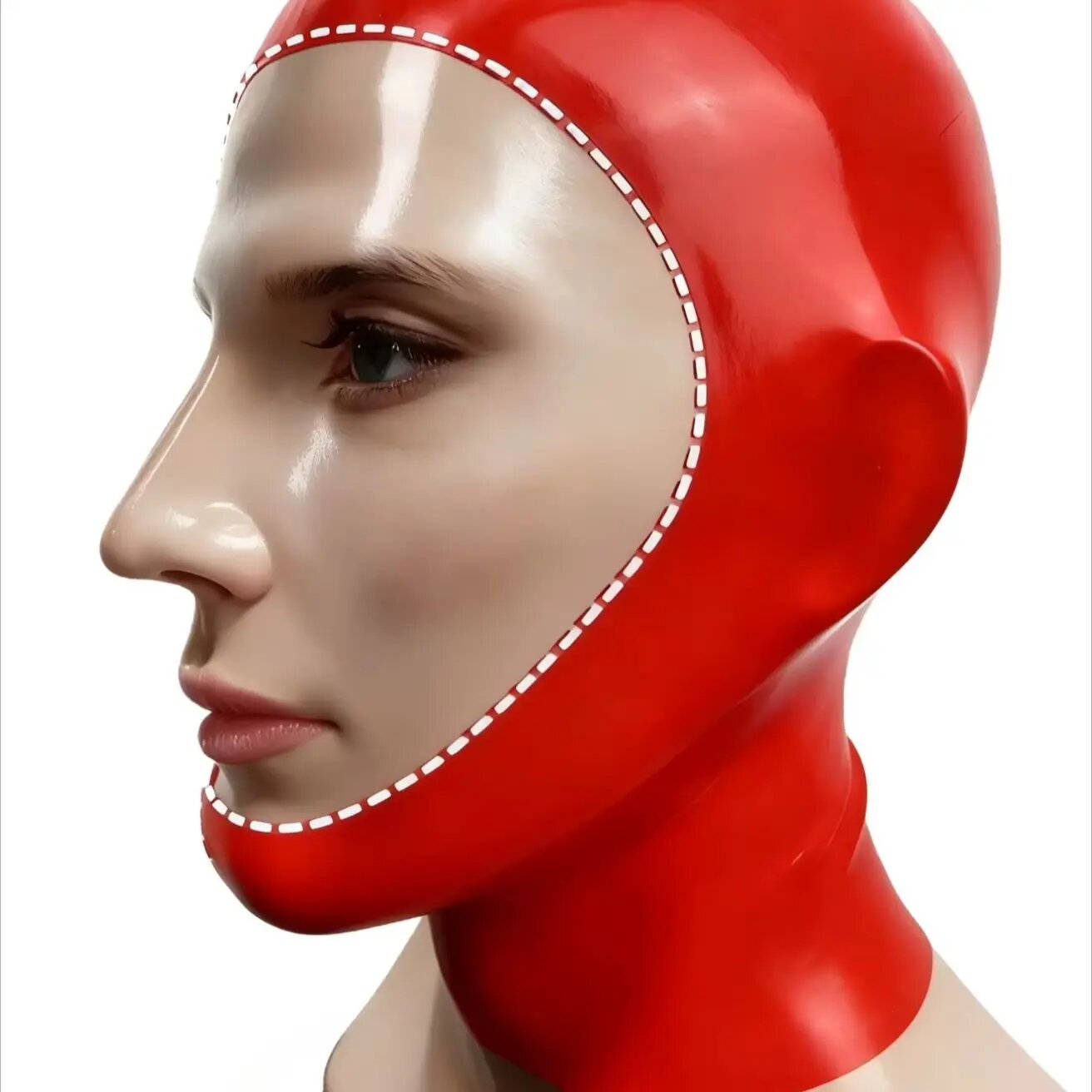 Латексная маска для лица глянцевая Красный, XL, red mask6
