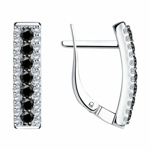 Серьги, серебро, 925 проба, родирование, фианит