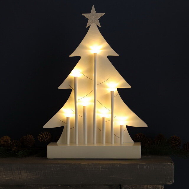 Новогодний светильник Елочка Лаплау 36*25 см на батарейках, 7 LED ламп, Kaemingk, 540420