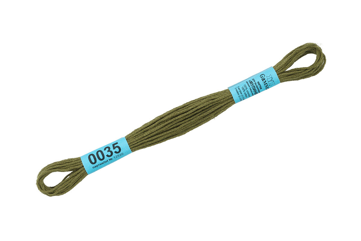 Мулине GAMMA нитки для вышивания 8м. 0035 хаки, 1 штука.