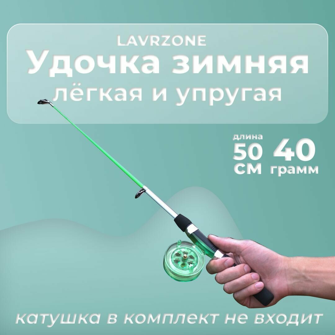 Удочка зимняя телескопическая LAVRZONE 50см для зимней рыбалки лёгкая и упругая
