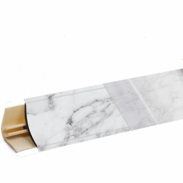 Плинтус для столешницы Korner LB15 с кабель-каналом мягкий край 15х15x3000мм ПВХ Мрамор Белый