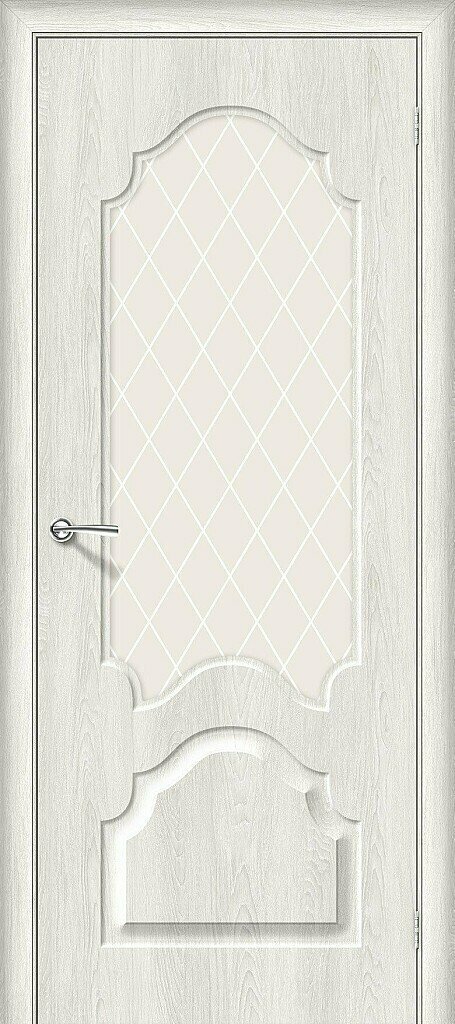 Дверь Скинни-33 / Цвет Casablanca / Стекло White Сrystal / Двери Браво