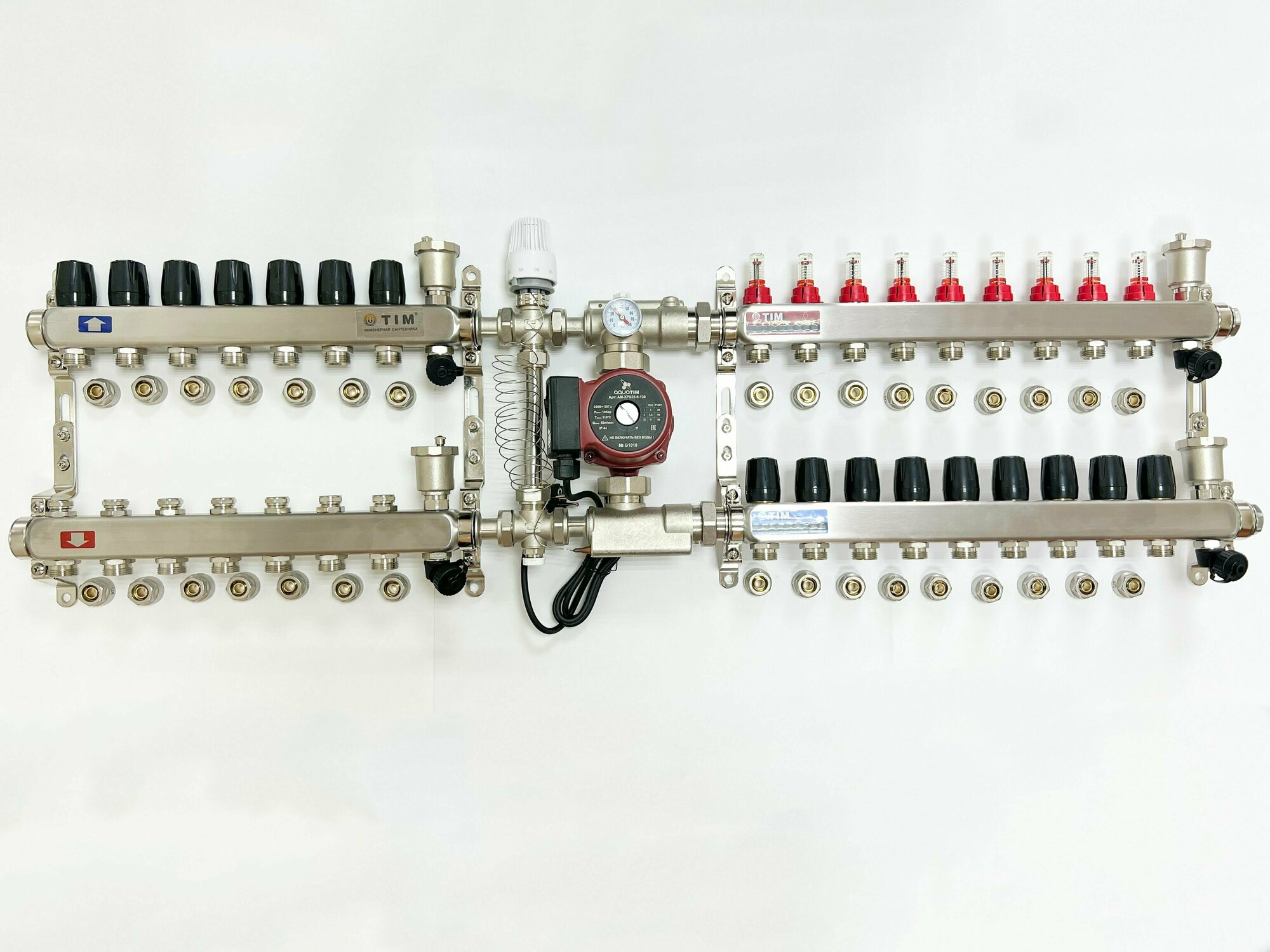 Комплект для подключения тёплого водяного пола на 9 выходов и радиаторов отопления 7 шт