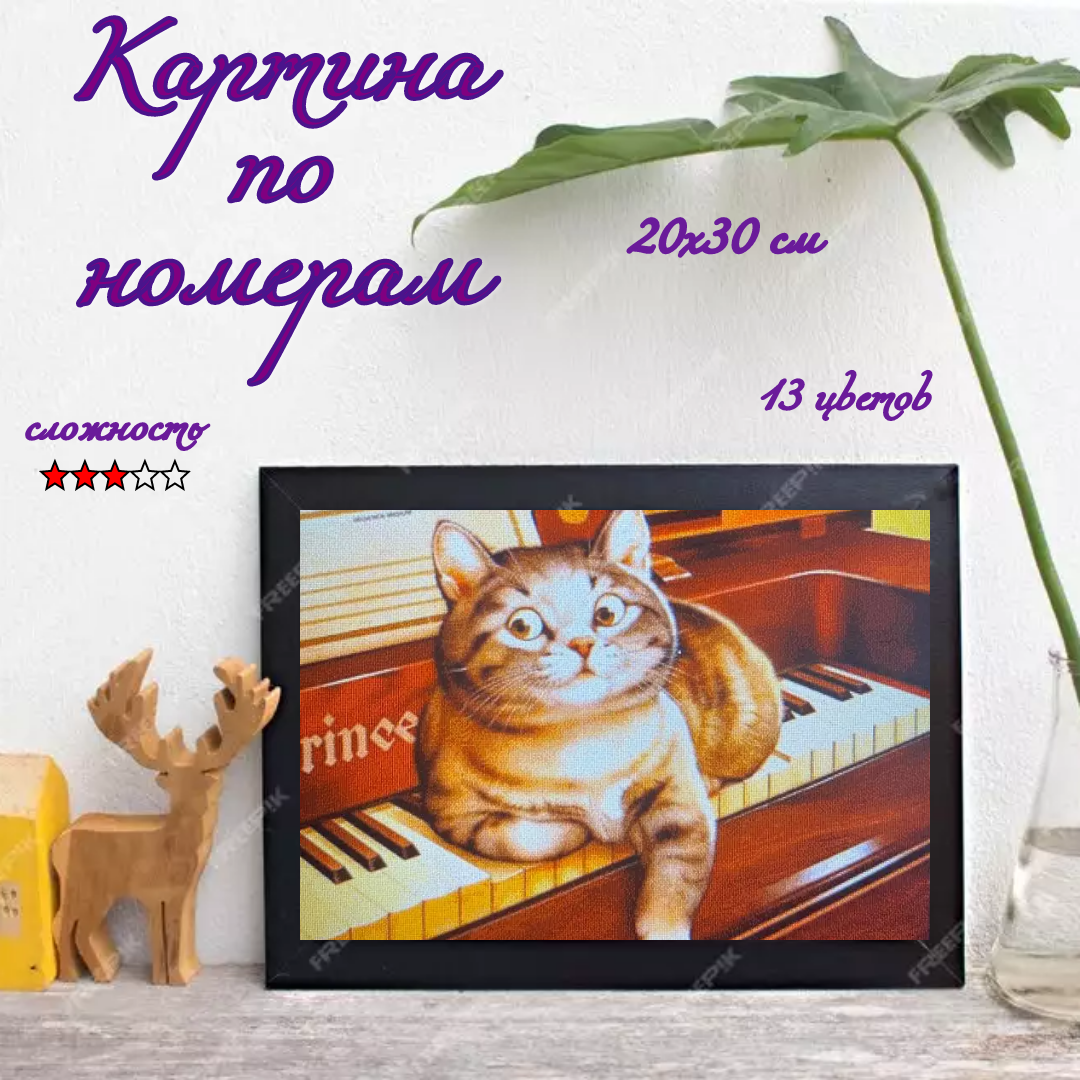 Картина по номерам 20*30 см Кот