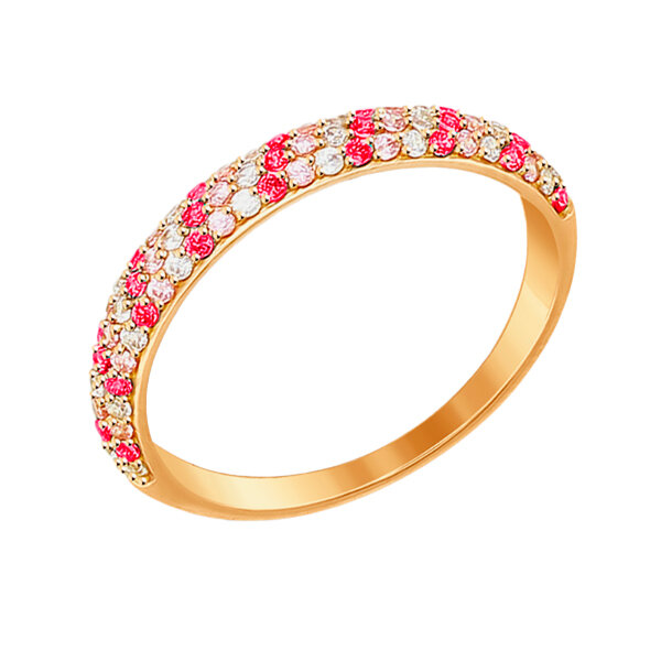 Кольцо, красное золото, 585 проба, фианит