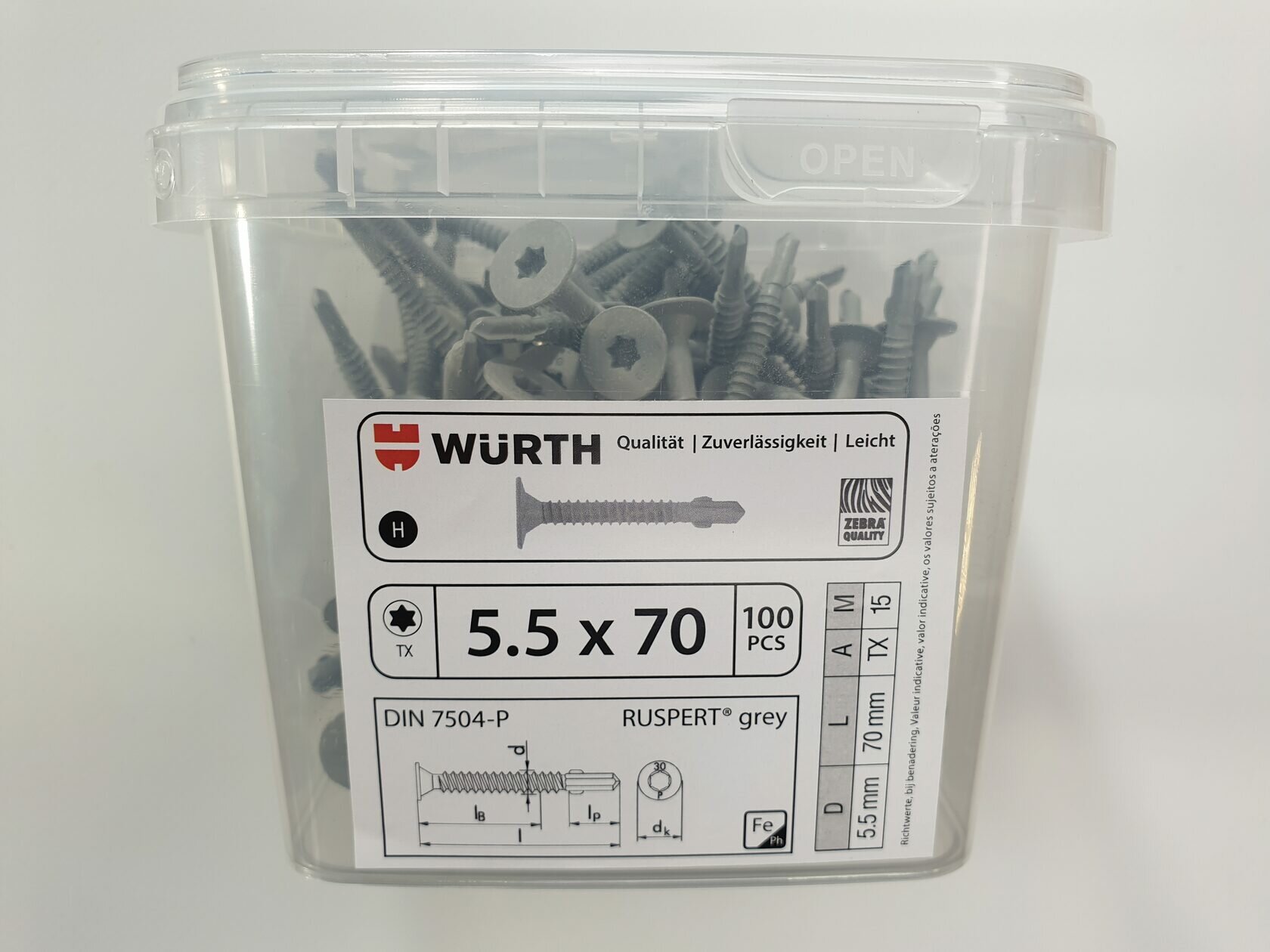 Саморез по металлу DIN 7504-P 5.5x70 (100 pcs) WURTH, Германия