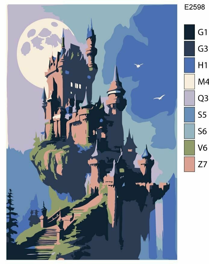 Детская картина по номерам E2598 "Замок ведущий в небеса" 20x30