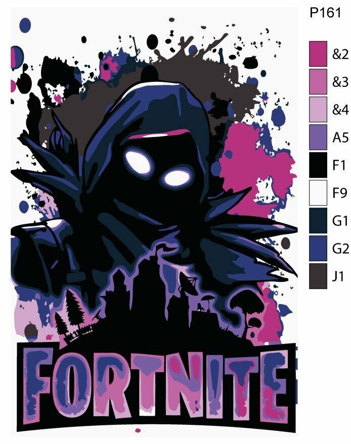 Детская картина по номерам P161 "Игра Fortnite (Фортнайт). Скин Ворон" 20x30