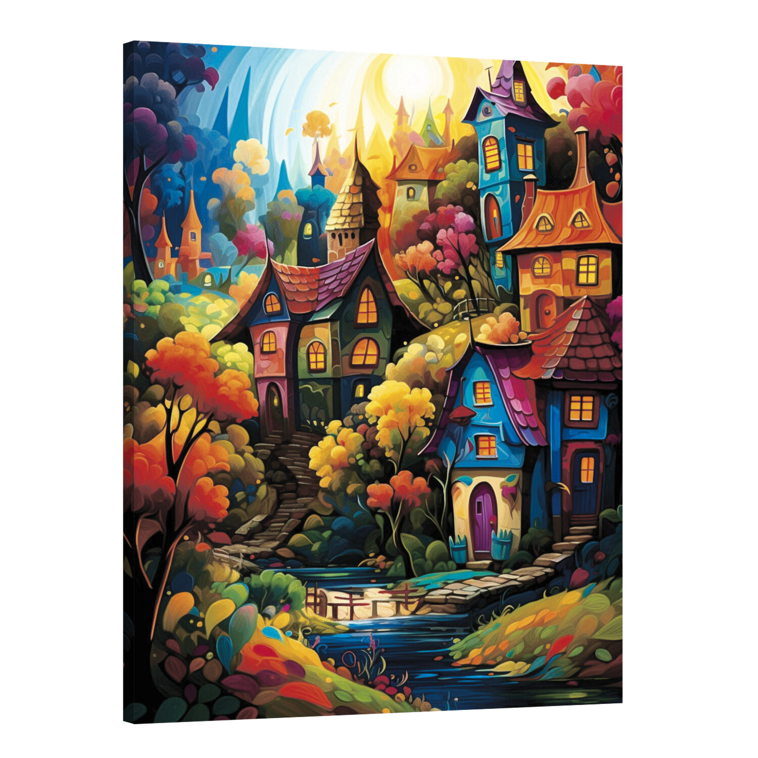 Интерьерная картина 50х70 "Деревня веселых красок"