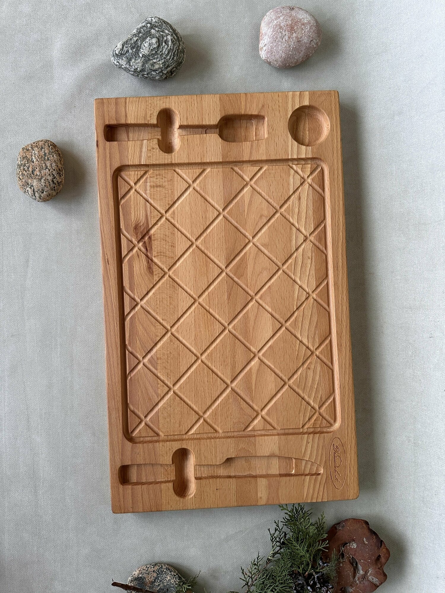 Доска сервировочная для стейков с прорезями БУК, 50*30*2,5 см