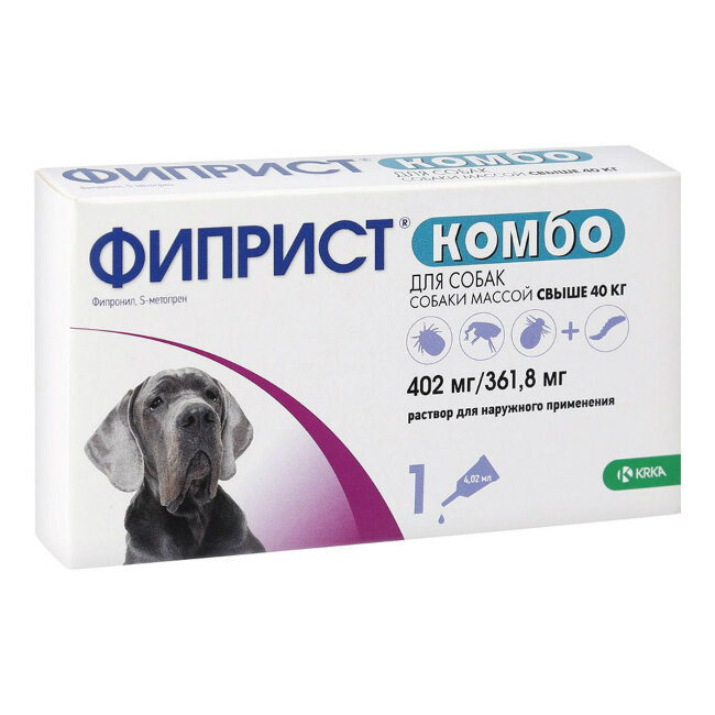 Фиприст Комбо капли на холку для собак массой более 40 кг 1 пипетка 4,02 мл
