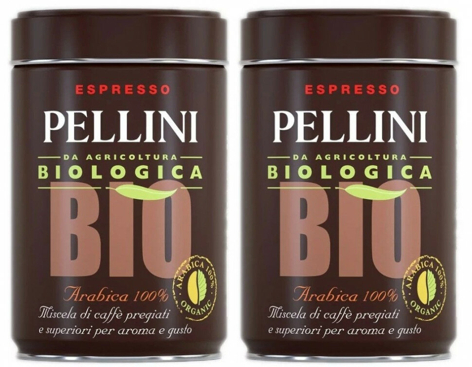 Pellini Biologica кофе молотый 250г жестяная банка арабика 100% (упаковка 2 шт) (11416-8151)