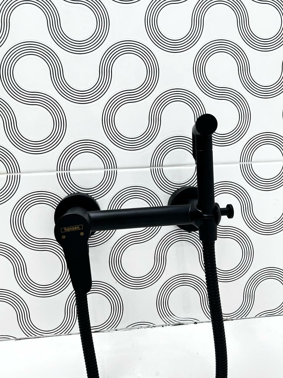 Смеситель настенный с гигиеническим душем HANSEN H62202-C Черный матовый