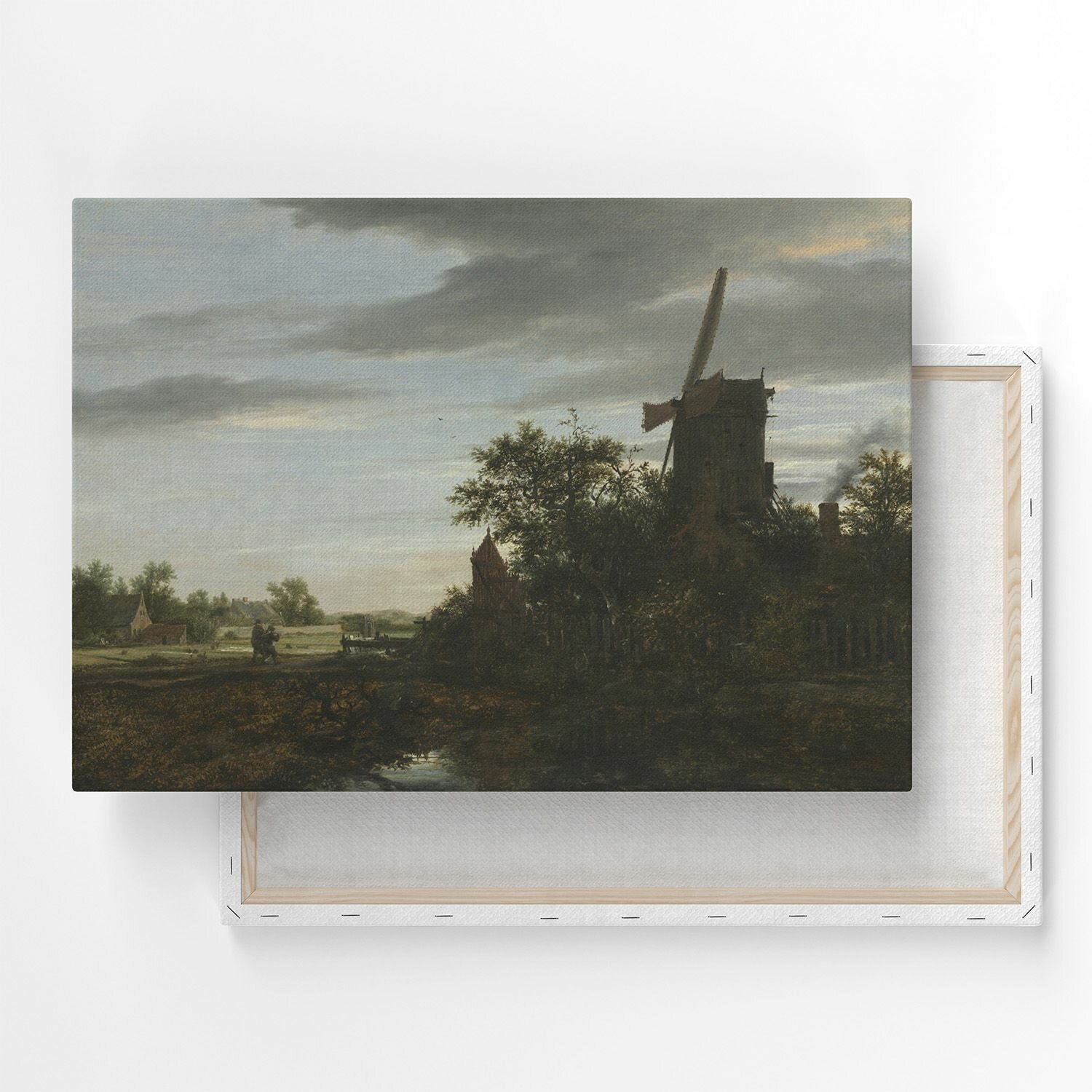 Картина на холсте, репродукция / Якоб ван Рёйсдал - Landscape with a Windmill / Размер 80 x 106 см