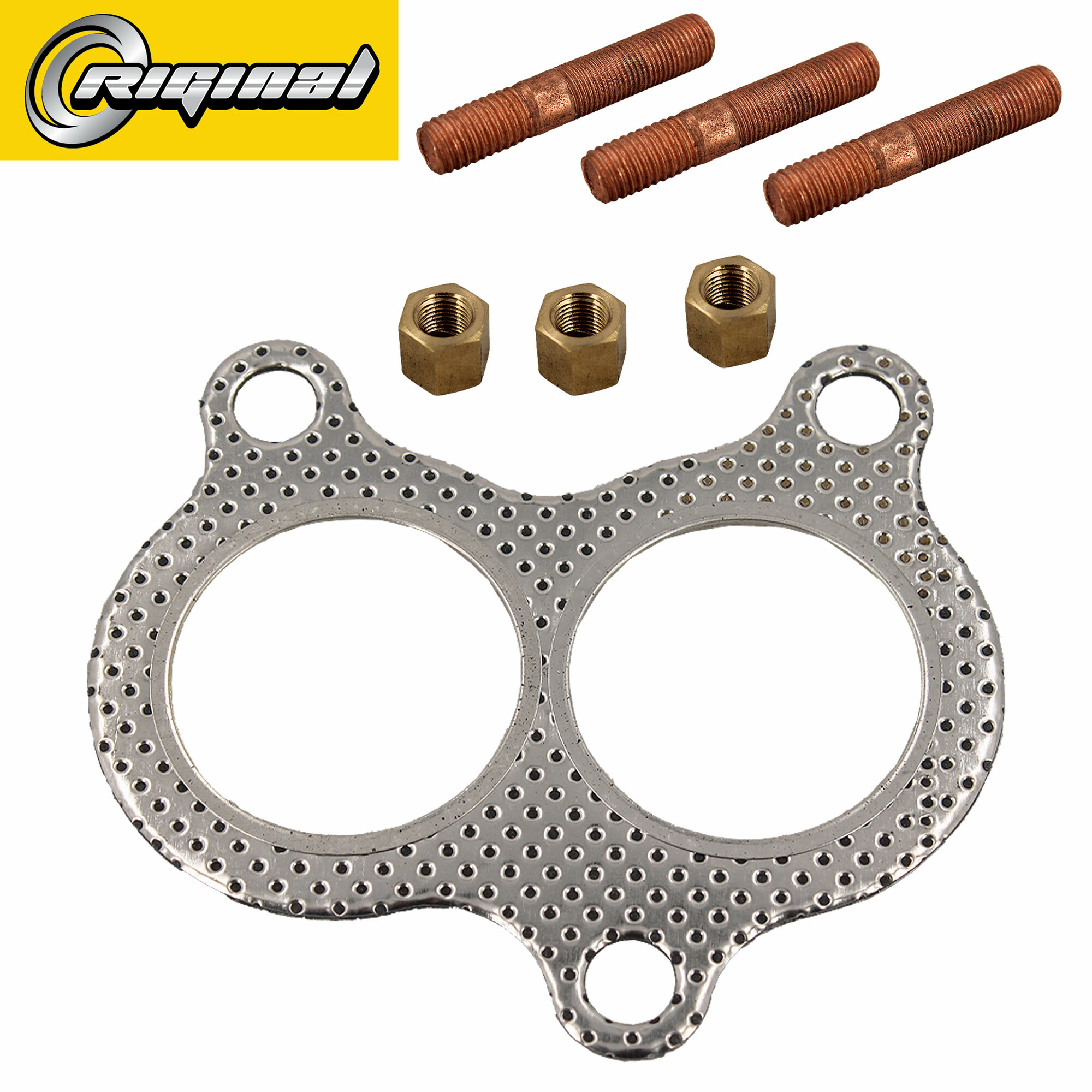 Ремкомплект Riginal, приемной трубы для а/м Г-3302, УАЗ с дв. 4216, прокладка, шпильки, гайки латунь