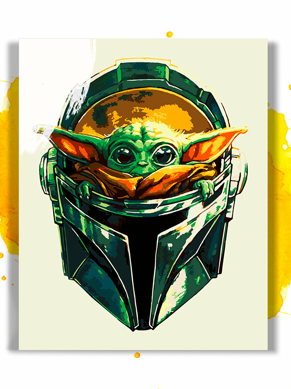 Картина по номерам на холсте Мандалорец - Малыш Йода в шлеме, 40 х 50 см
