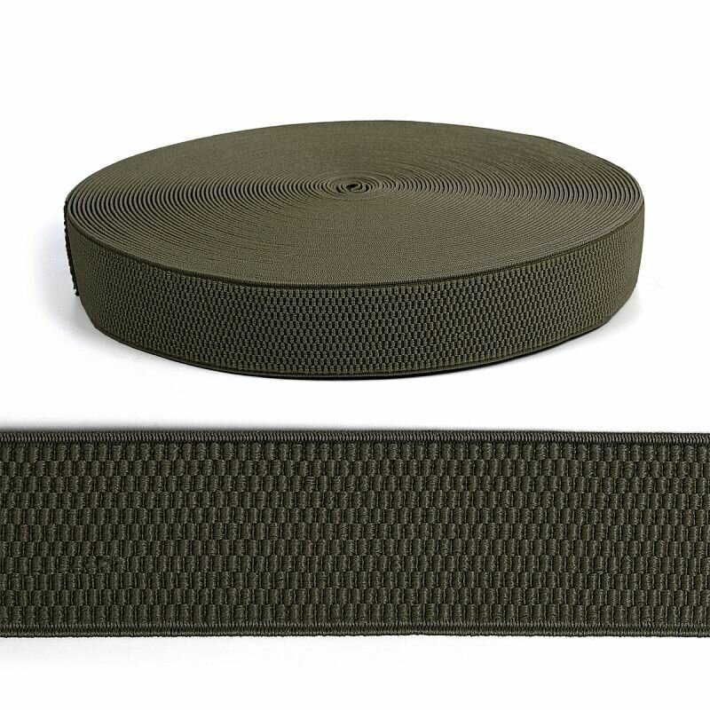 Резинка помочная шир.40мм цв. хаки упак.25 м