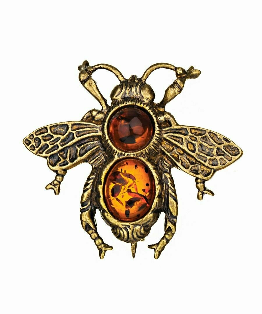 Брошь, янтарь
