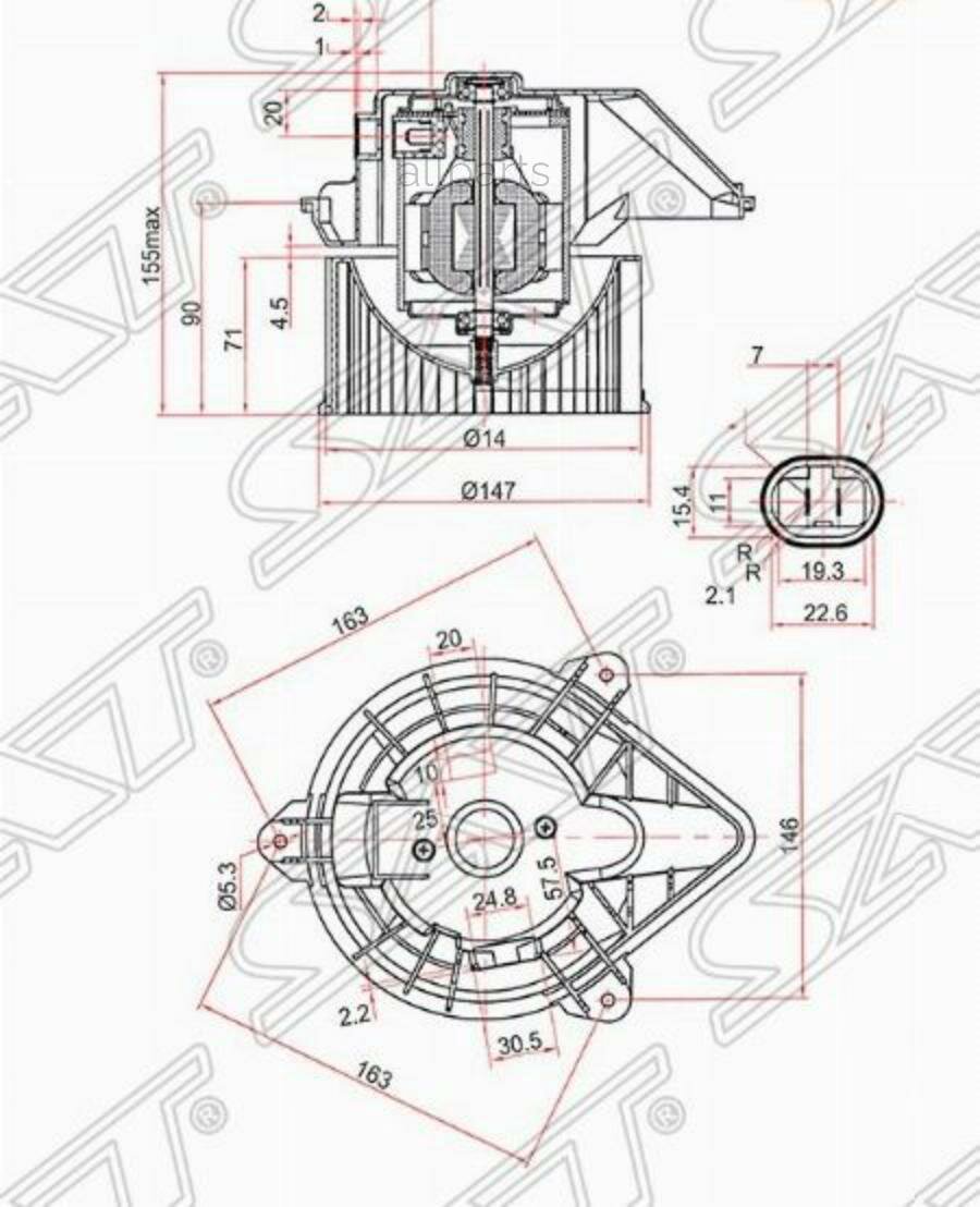 SAT ST-7701050310 Мотор отопителя салона (Левый руль) Nissan Primastar 02-14 / Opel Vivaro 01-14