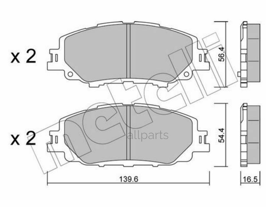 METELLI 2212350 колодки дисковые задние!\ Toyota Auris 1.4VVT-i -2.2D 07>