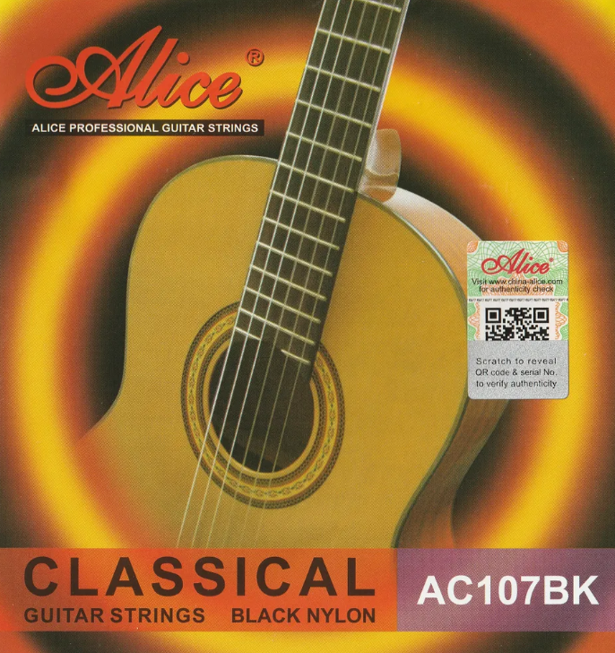 Комплект струн для классической гитары, черный нейлон, Alice AC107BK-H