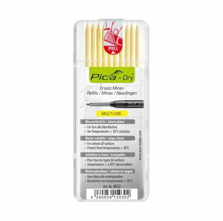 Грифели PICA-MARKER 4032 для карандаша Pica - Dry 3030 (10 желтых)