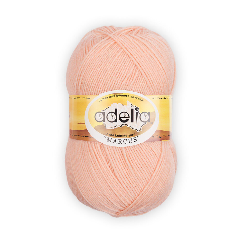 Пряжа ADELIA "MARCUS" 60% полиэстер, 40% шерсть 100 г 375 м №05 св. персиковый