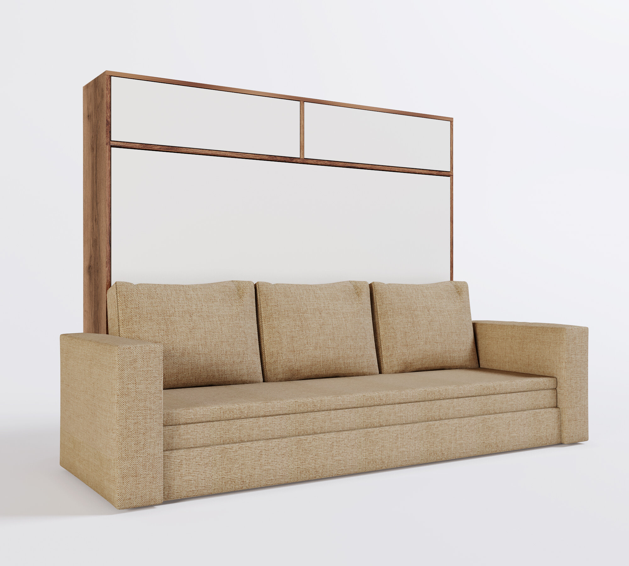 Шкаф кровать-трансформер с диваном Аджи Гранде 1400 с антресолью Янтарь