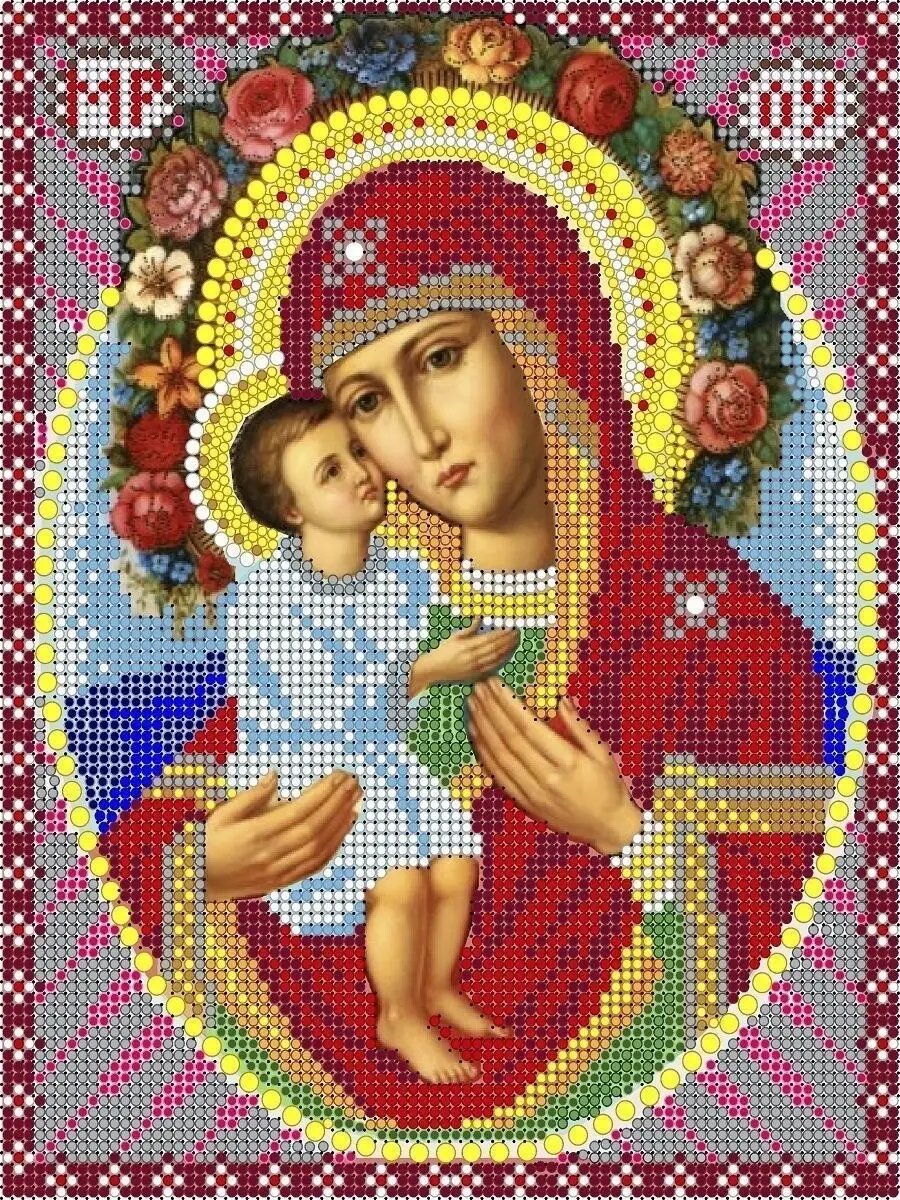*Набор для вышивания бисером "Икона Прсв Богородица Жировицкая" (размер 19 см * 24 см, бисер Чехия)