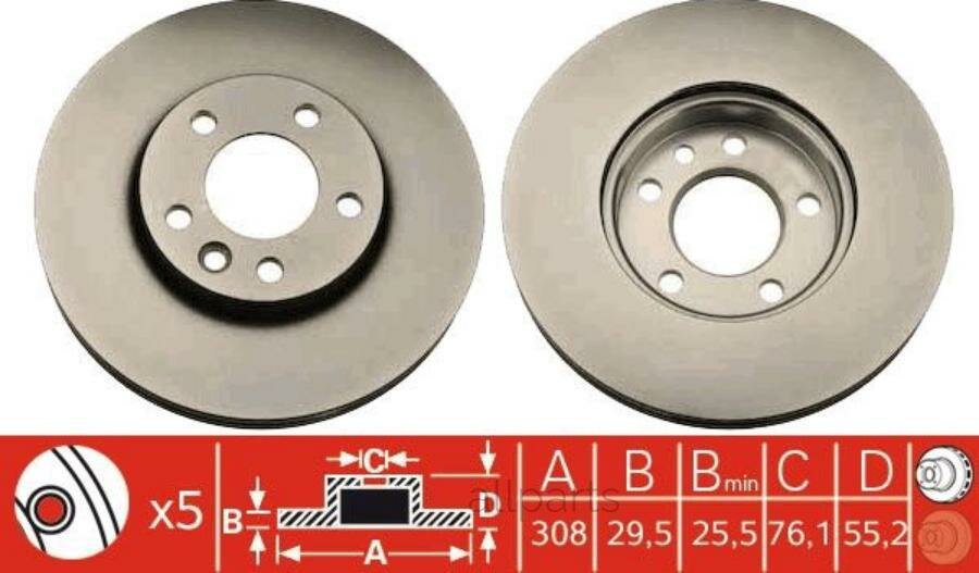 ZF RUSSIA DF4308S ZFR Диск тормозной передний для VW TOUAREG ZF RUSSIA DF4308S ZFR