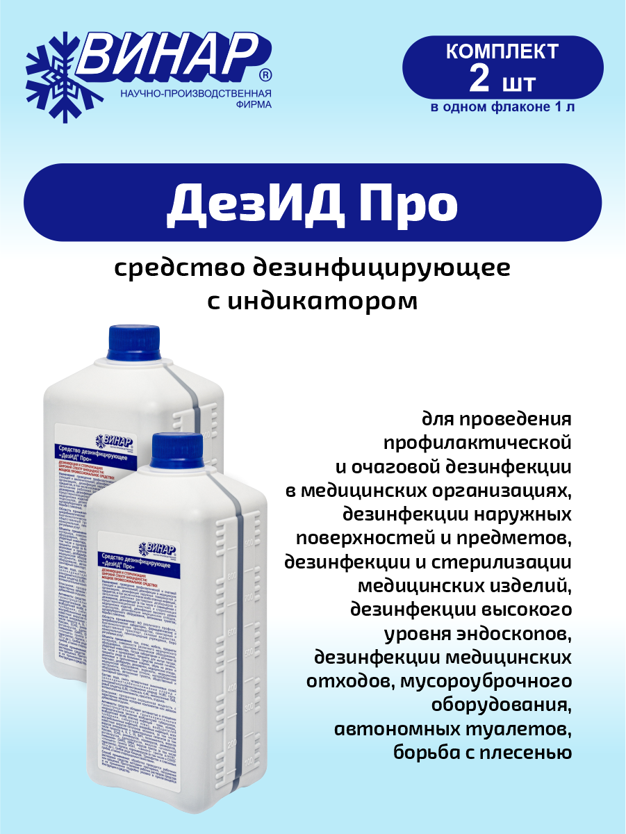 Дезинфицирующее средство ДезИД Про с индикатором 1 литр х 2 шт.