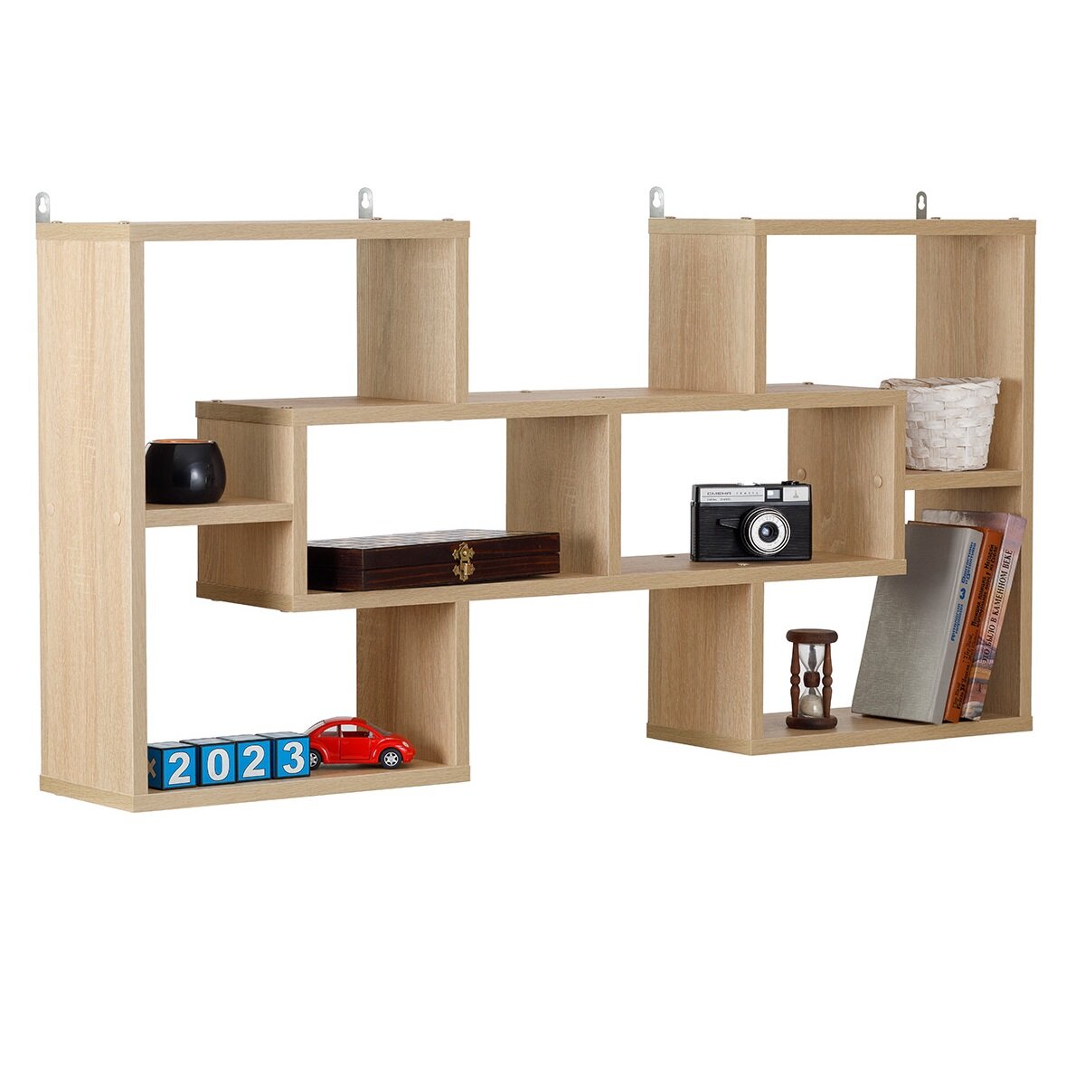 Полка настенная КиМер Элиса-1, цвет Дуб Сонома,110x54,4x18 см, 1шт.