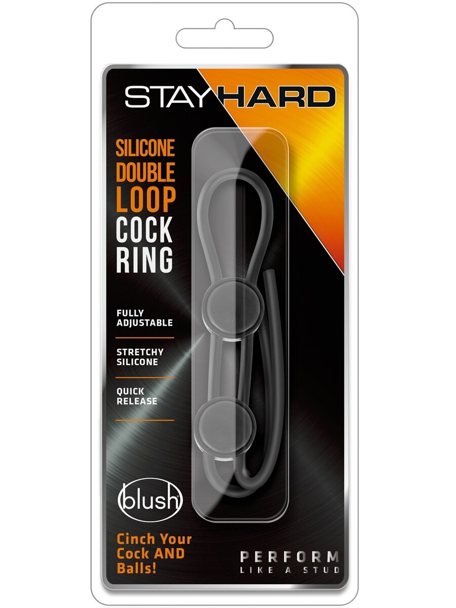 Эластичное двойное силиконое лассо для мужчин "STAY HARD DOUBLE LOOP COCK RING BLACK"