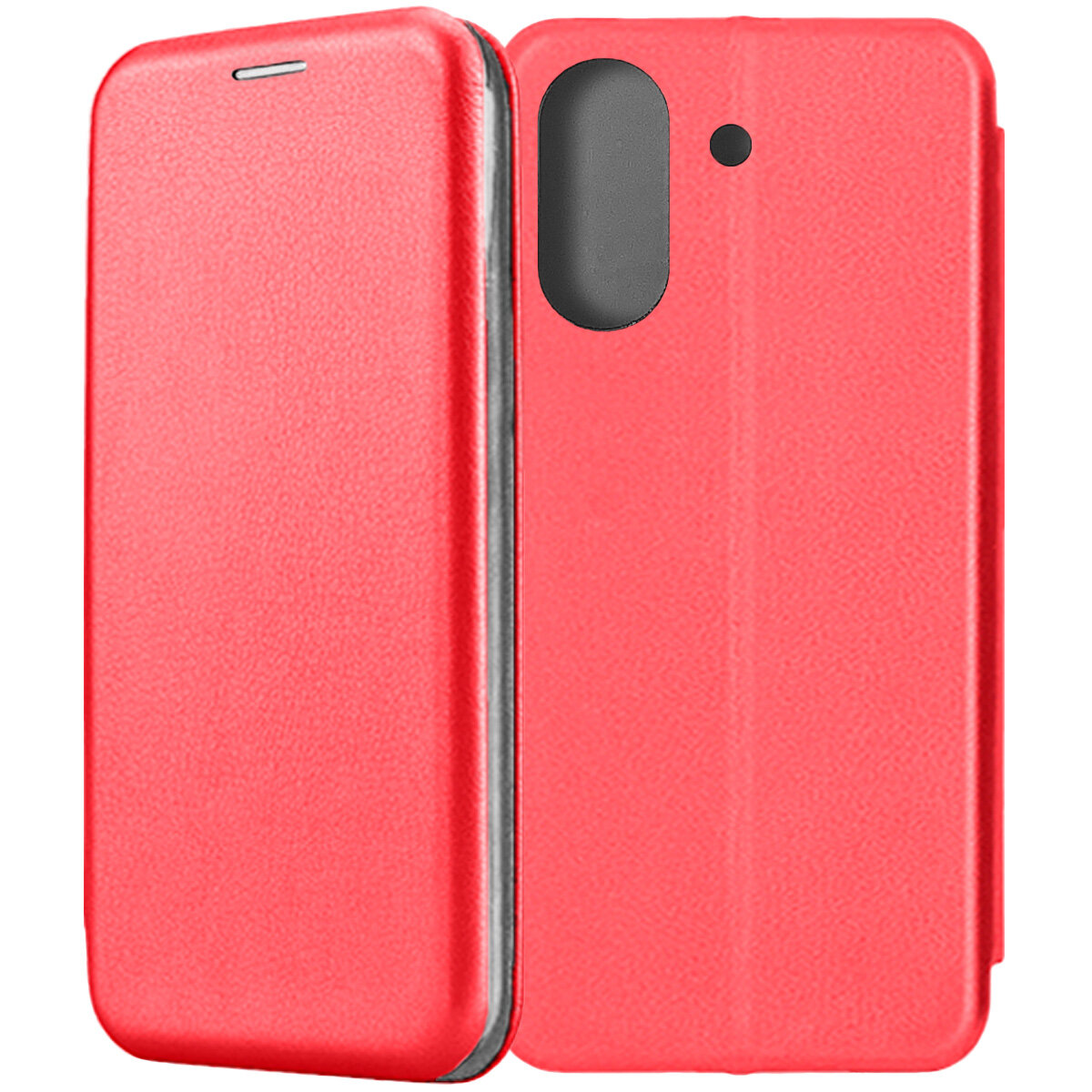 Чехол-книжка для Redmi 13C красный / подставка, отделение для карт