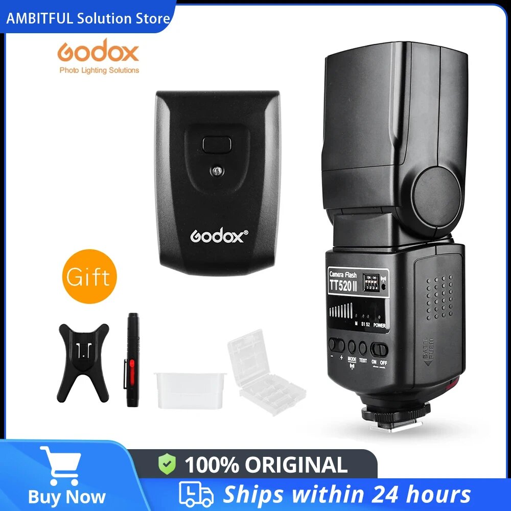Вспышка для камеры Godox TT520II со встроенным беспроводным сигналом 433 МГц для цифровых зеркальных камер Canon Nikon Pentax Olympus s