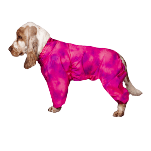 Дождевик-комбинезон для английского кокер-спаниеля кобеля, мембрана, цвет розовый