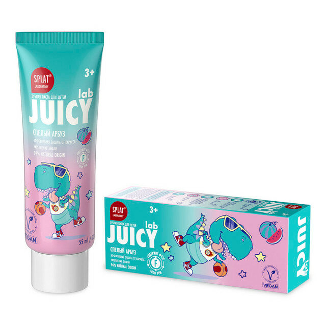Сплат Juicy Lab 6+ Детская зубная паста Спелый арбуз 55 мл без сахара и красителей для зубов