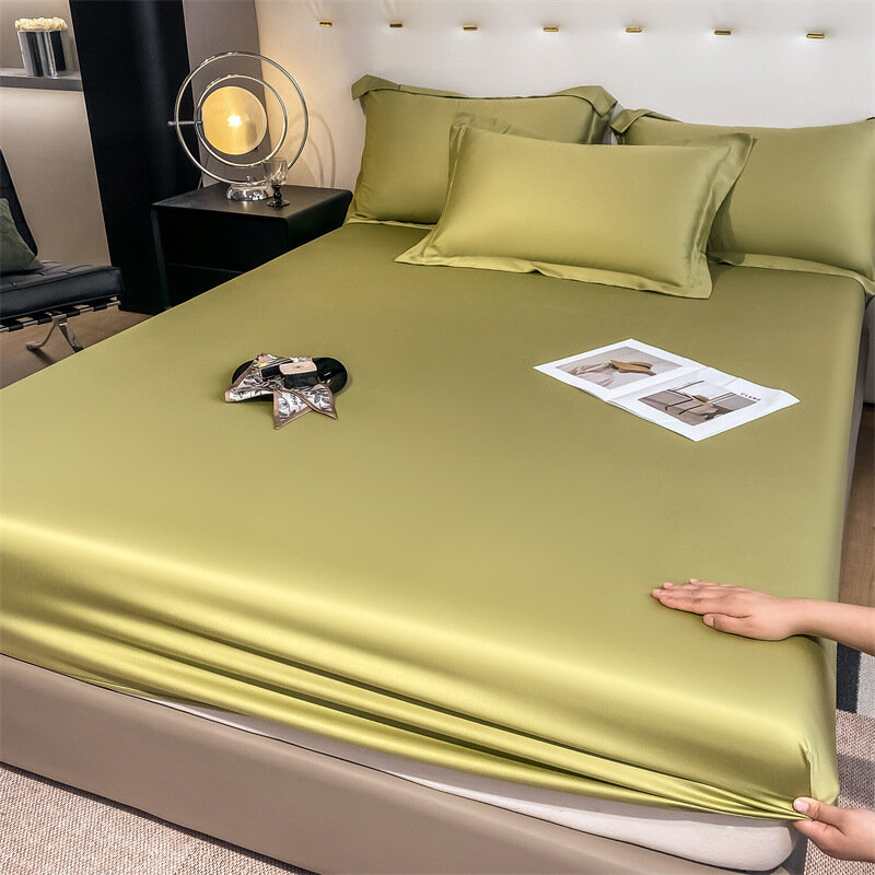 Простыня "Оливково-зеленая", тенсел, 245x265 см