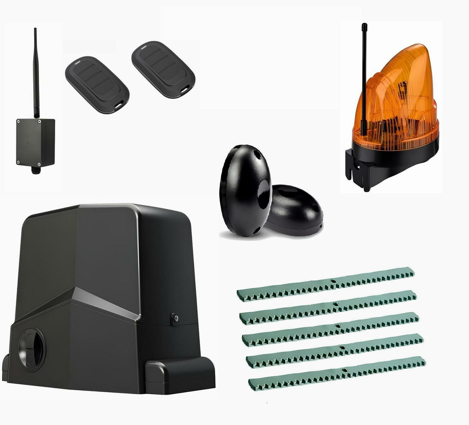 Автоматика для откатных ворот ARW-1000MKIT FULL5-1K-BT, комплект: привод, 2 пульта, лампа, фотоэлементы, 5 реек, Bluetooth-модуль