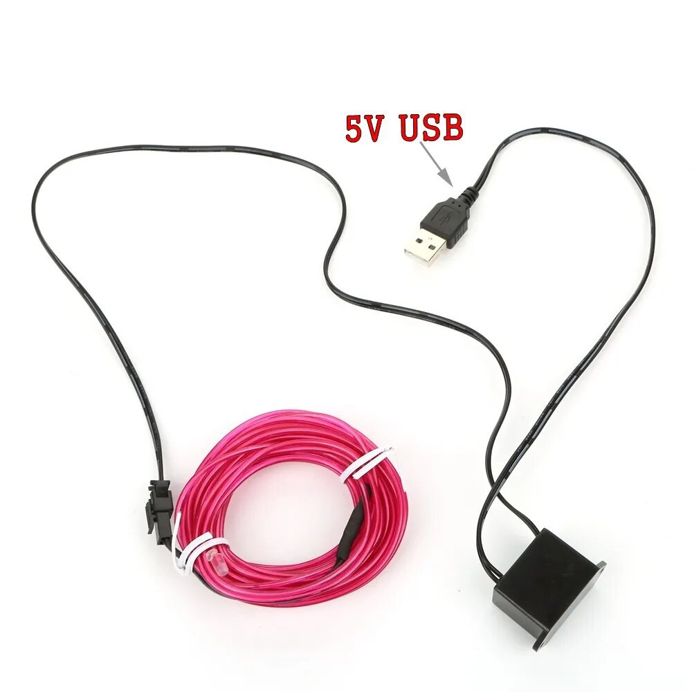Светодиодная лента XUNATA 5В, гибкая, 1м/3м/5м 5V USB, 1m pink