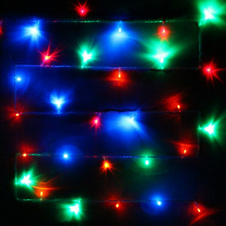 Гирлянда электрическая для дома точечная 5,5м 50LED цвет мульти (светлый провод) 8режимов арт.127-013