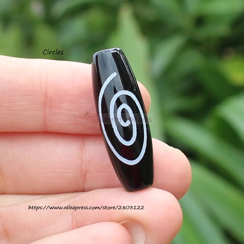 Натуральные бусины Тибет ДЗИ черный/красный агат лаerf beads Черный, Circles