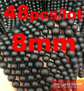 Черные матовые бусины 8 мм, 48 шт.