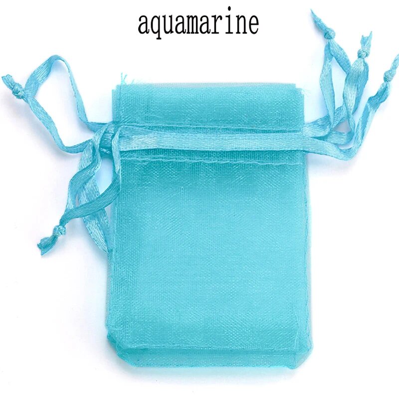 Сумки из органзы QIAO 5*7 см, 7*9 см, 9x12 см 5x7cm 100pcs, aquamarine