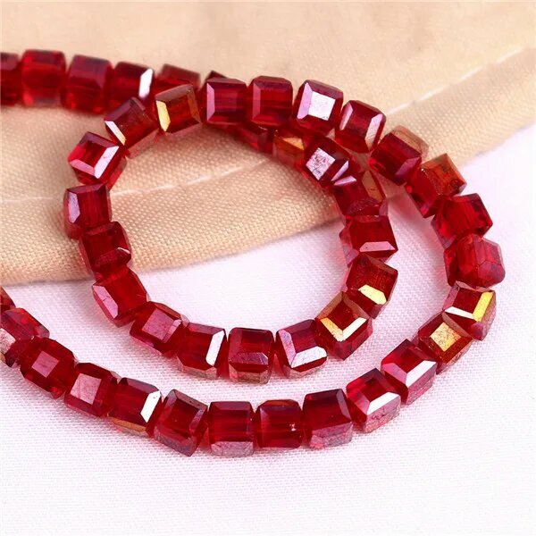 Австрийские стеклянные квадратные бусины-разделители YUANZHIRUN 6mm 95pcs, red ab