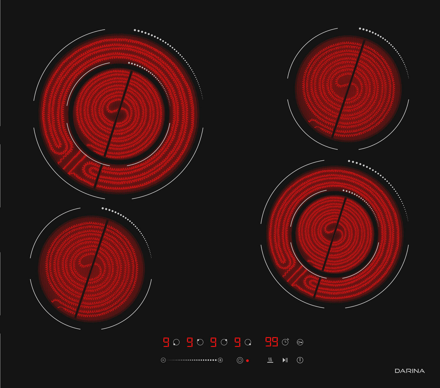 Электрическая варочная панель Darina 6P E327 B 59 см, 4 конфорки стеклокерамика, черный